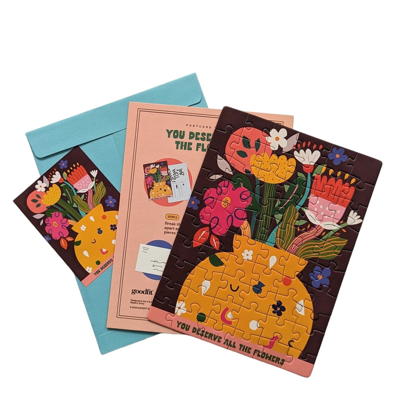 You Deserve All the Flowers Postcard Puzzle by Goodfit Puzzles | 60 ...
