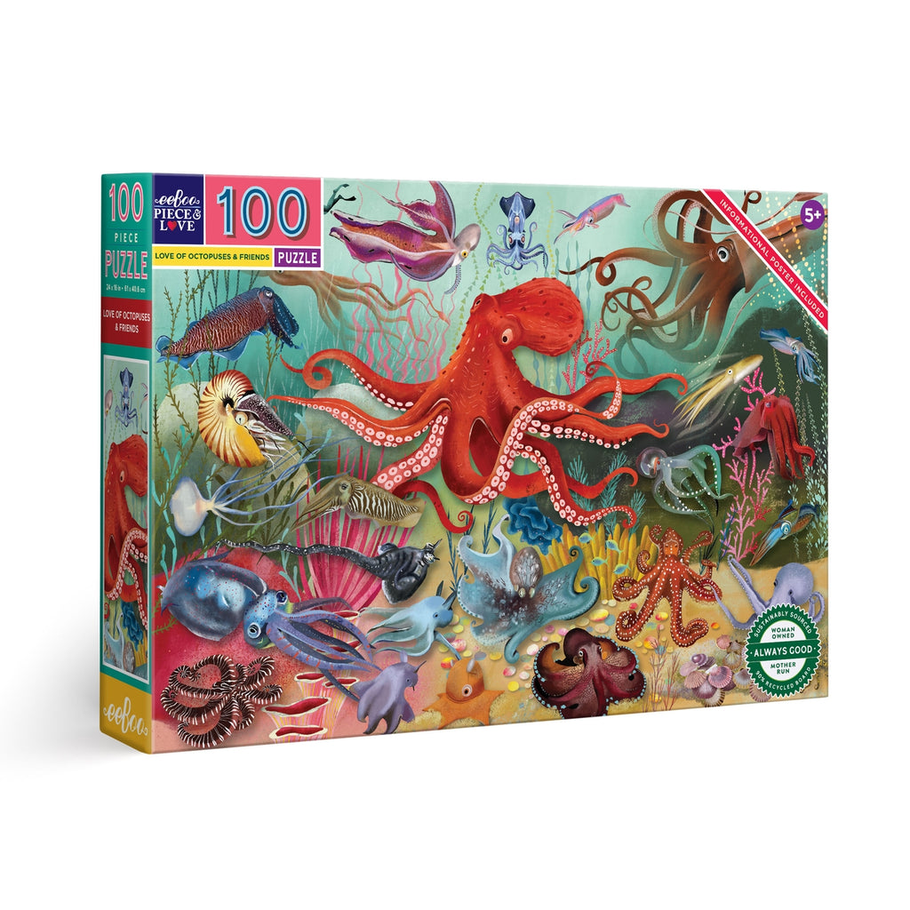 Love of Octopuses & Friends by eeBoo | 100 Piece Jigsaw Puzzle – Puzzledly
