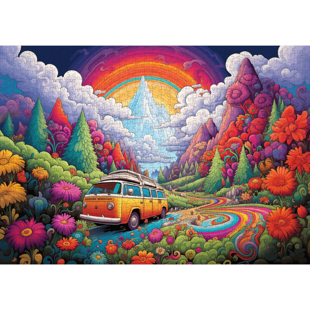 Happy Highway by Trippy Puzzle Co | 1,000 Piece Jigsaw Puzzle – Puzzledly