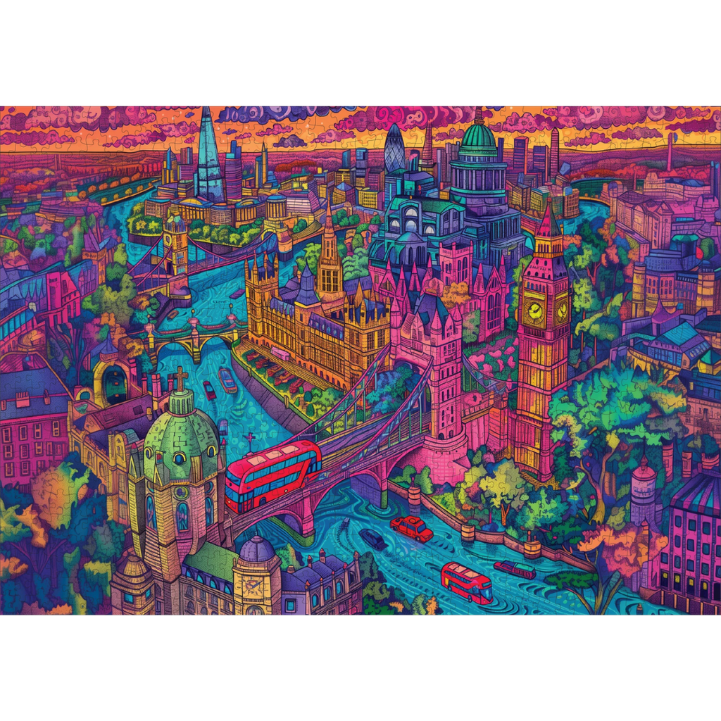 London Lights by Trippy Puzzle Co | 1,000 Piece Jigsaw Puzzle – Puzzledly