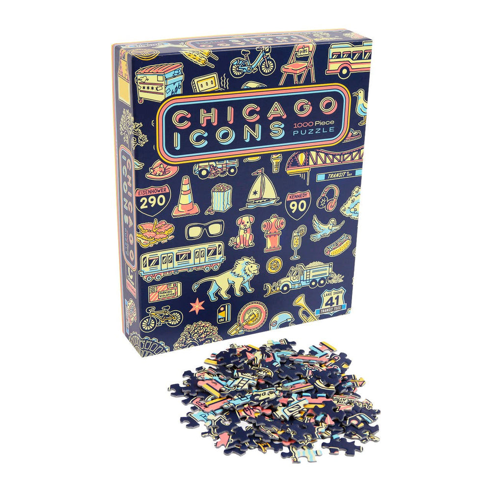 Chicago Icons by Transit Trees | 1,000 Piece Jigsaw Puzzle – Puzzledly
