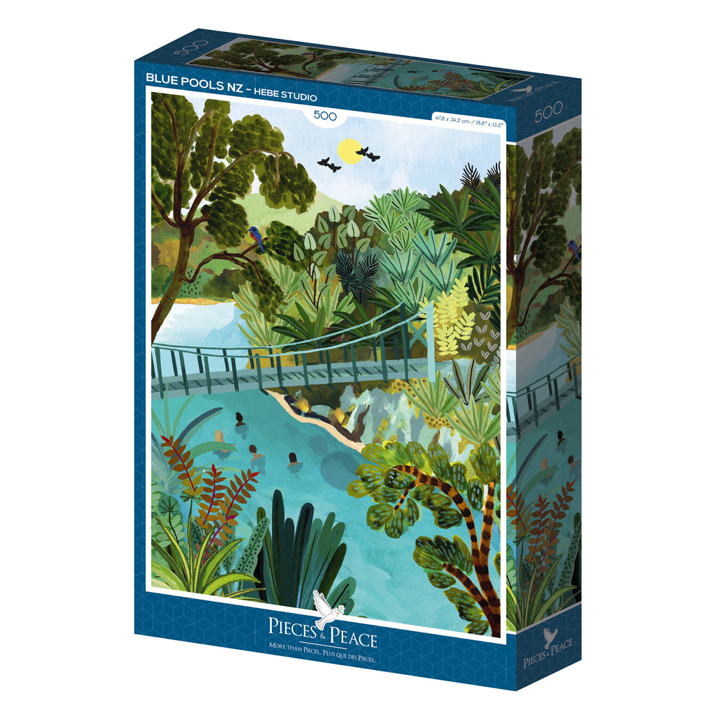 Blue Pools NZ by Pieces & Peace | 500 Piece Jigsaw Puzzle – Puzzledly